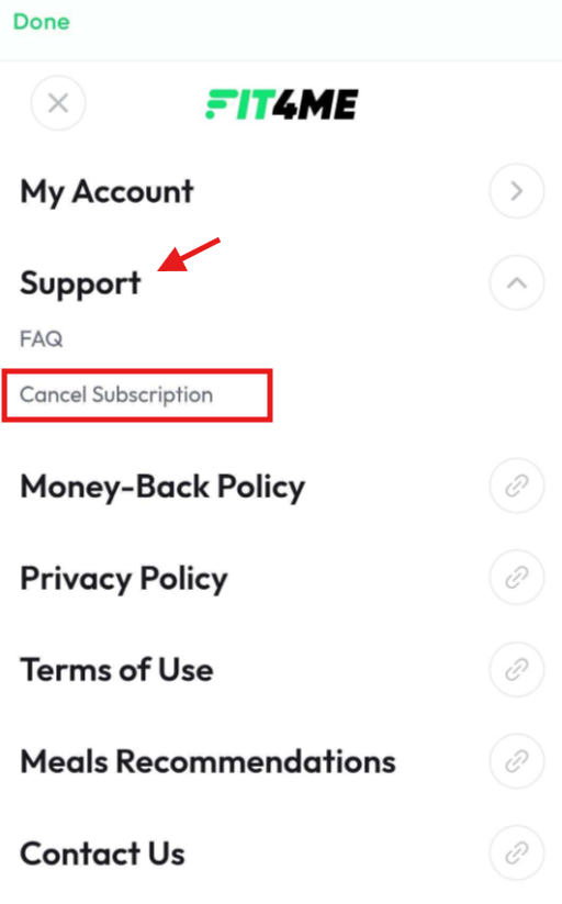 How to cancel a subscription in the app